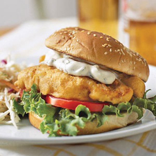 Batter Dipped Cod Sandwich with Lemon Pepper Tartar Sauce Recipe ...