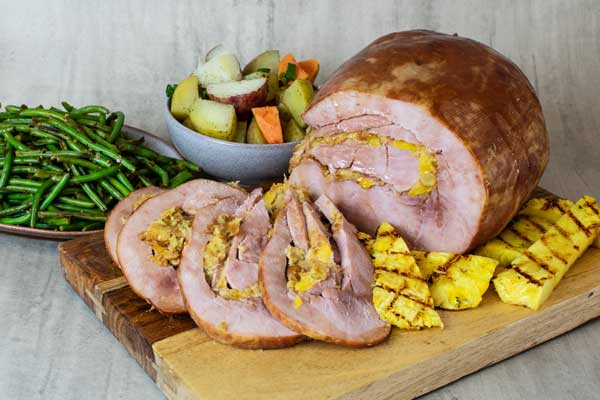Stuffed Ham with Green Beans and Potatoes Recipe - Martin Bros ...