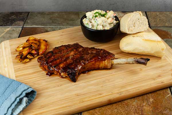 Tomahawk Chops with Hoisin Glaze and Pasta Salad Recipe - Martin Bros ...