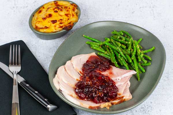 Ham with Cranberry Orange Sauce and Sides Recipe - Martin Bros ...