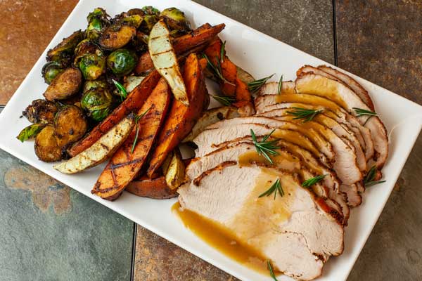 Roast Turkey with Potatoes and Brussel Sprouts Recipe - Martin Bros ...